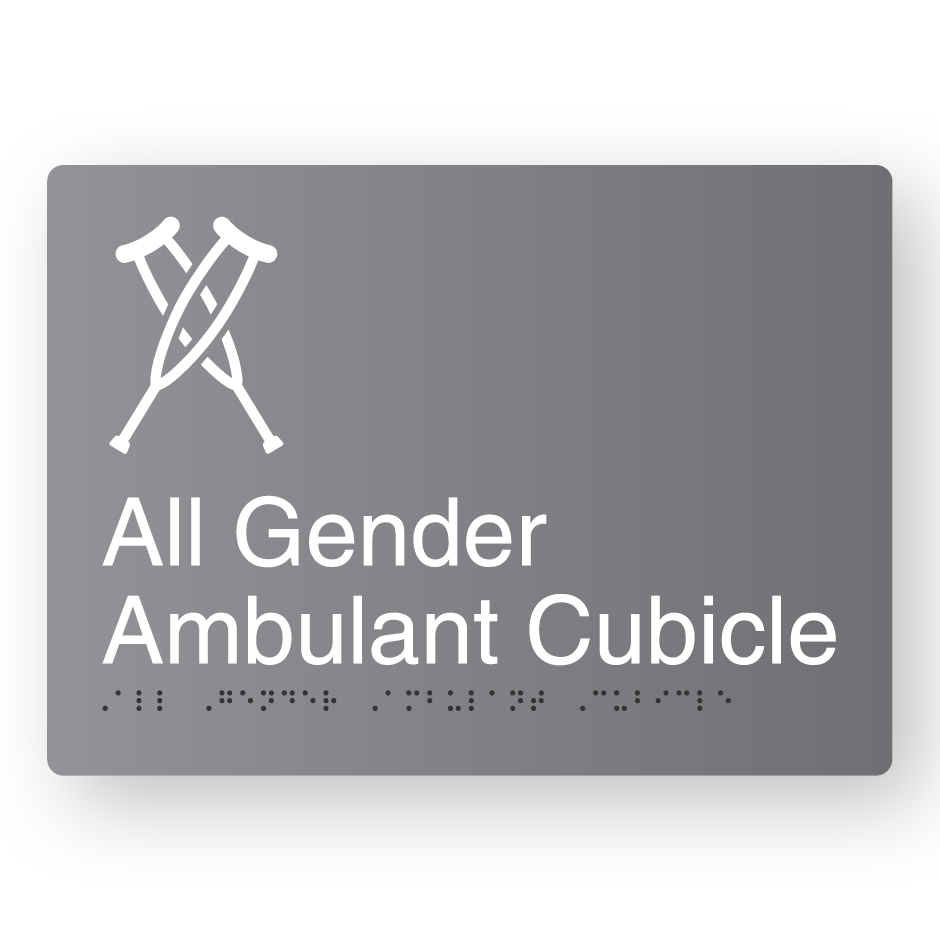 All Gender Ambulant Cubicle Braille Sign in Grey Aluminium Satin Grey ...