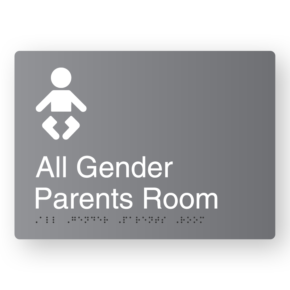 All Gender Parents Room Braille Sign in Grey Aluminium Satin Grey ...