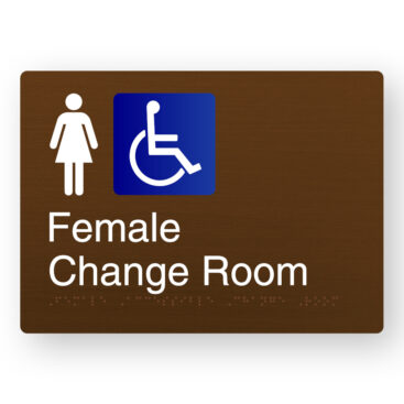 Female Accessible Change Room Braille Sign in a Bronze Finish Bronze ...