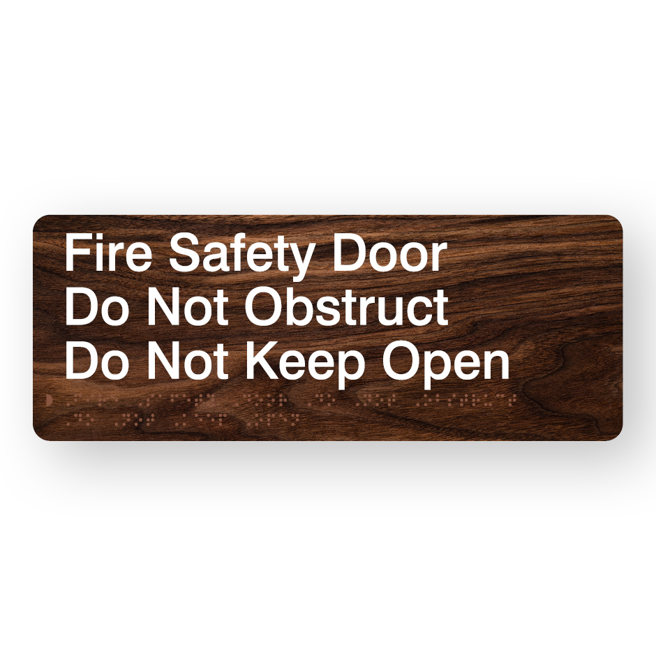 Braille Tactile Sign - Fire Safety Door Do Not Obstruct Do Not Keep ...