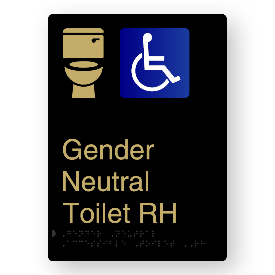 Accessible Braille Sign Australia - Gender Neutral Accessible Toilet RH ...