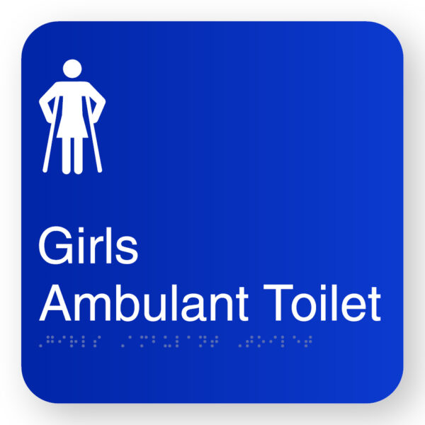 Girls Ambulant Toilet Braille Sign in Blue Square Acrylic Moulded ...