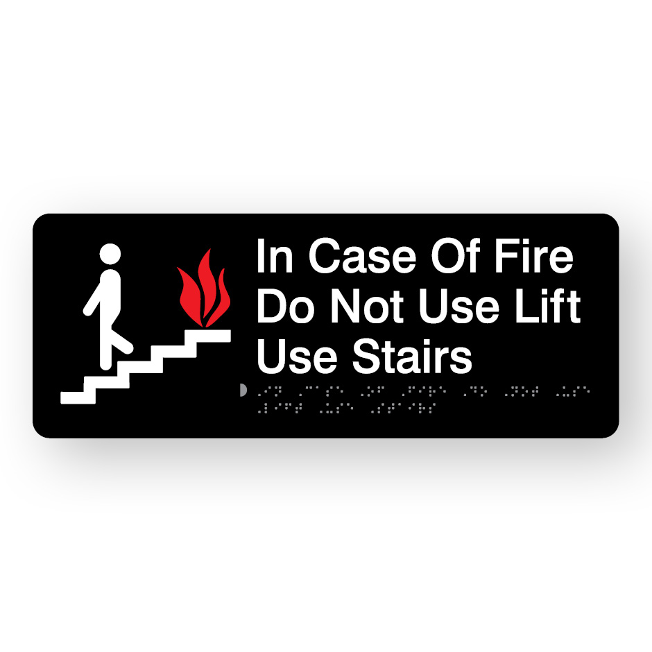 Braille Signage - In Case of Fire Do Not Use Lift Use Stairs Braille ...