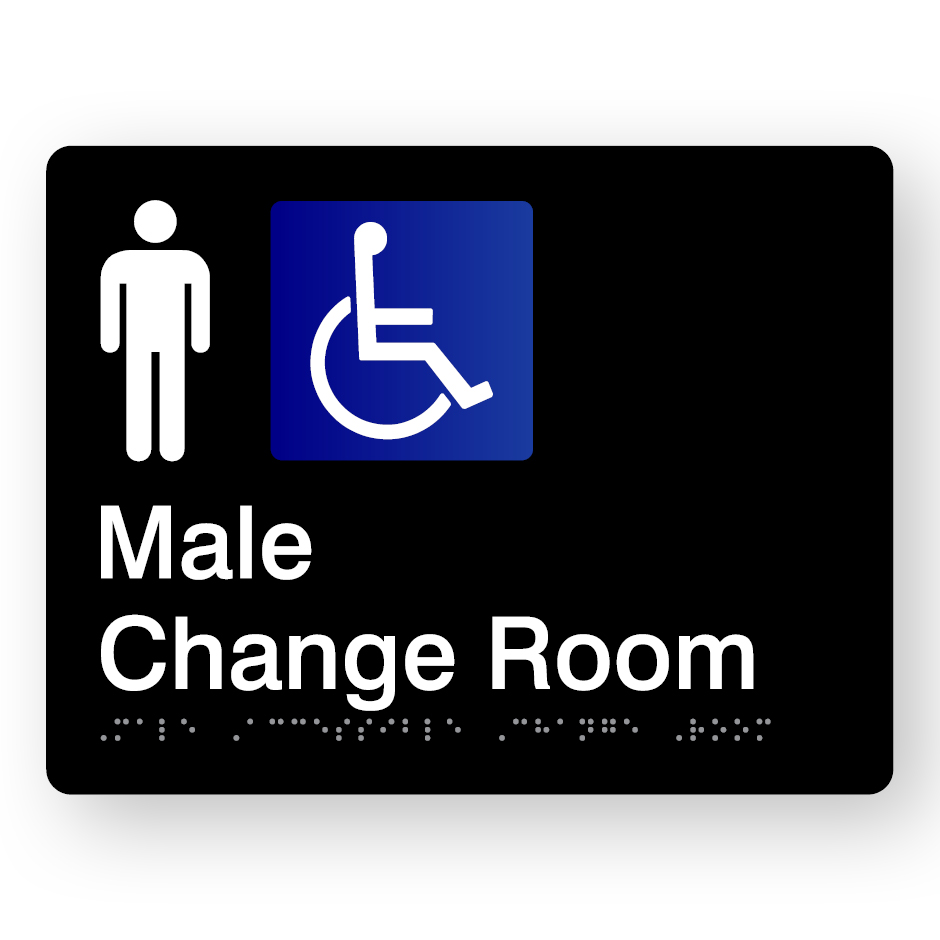 Braille Signage - Male Accessible Change Room Braille Sign in Black ...
