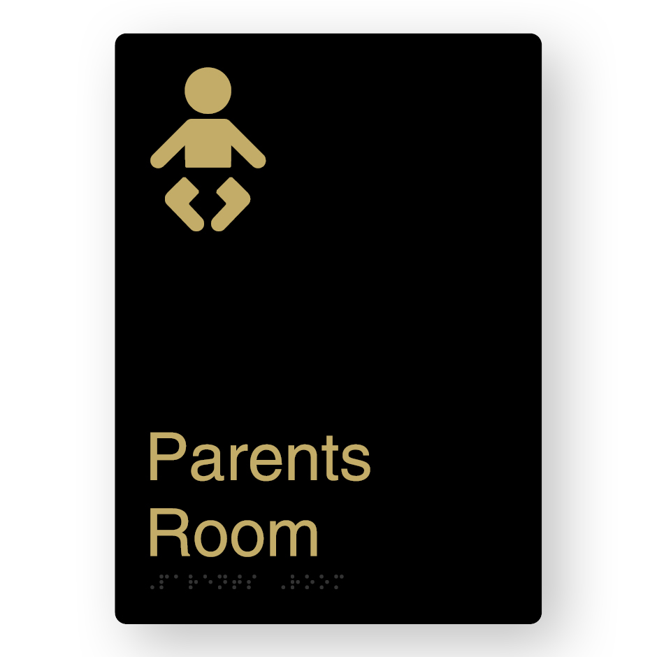 Parents Room Braille Sign in Portrait Black & Satin Brass Finish Metal ...