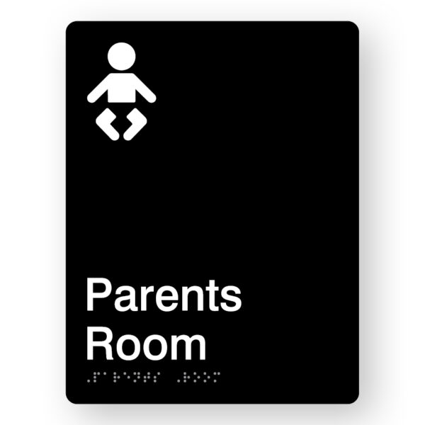 Parents Room Braille Sign in Portrait Black Acrylic - Moulded Acrylic ...