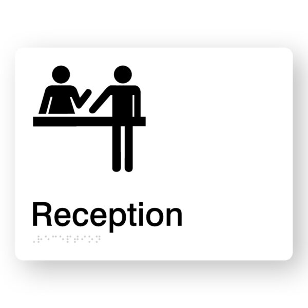 Acrylic Plastic Braille Sign - Reception Braille Sign in White Acrylic ...