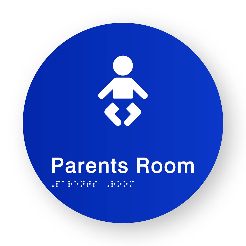 Parents Room Braille Sign on a Tactile Printed Blue Acrylic Disk ...