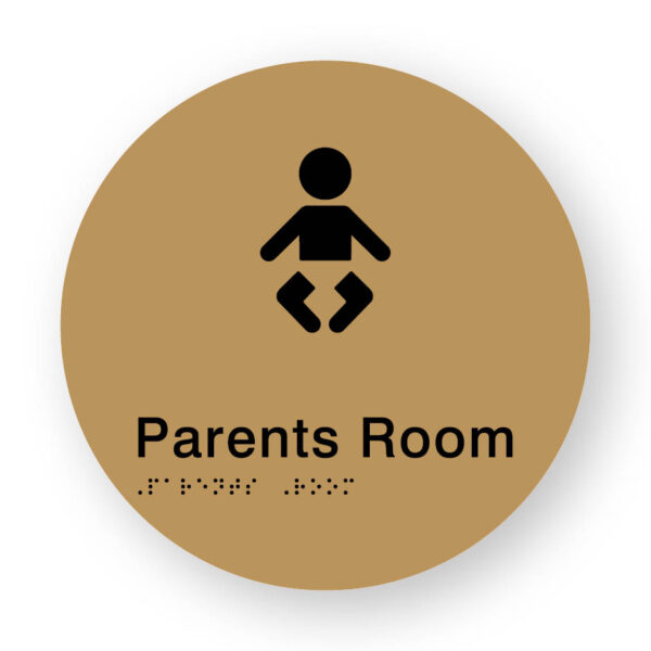 Parents Room Braille Sign on a Tactile Printed Gold Acrylic Disk ...