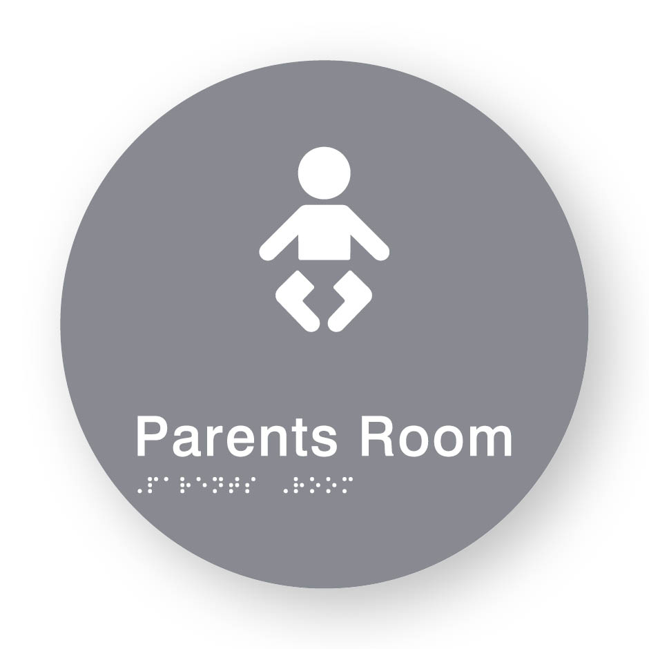 Parents Room Braille Sign on a Tactile Printed Grey Acrylic Disk ...
