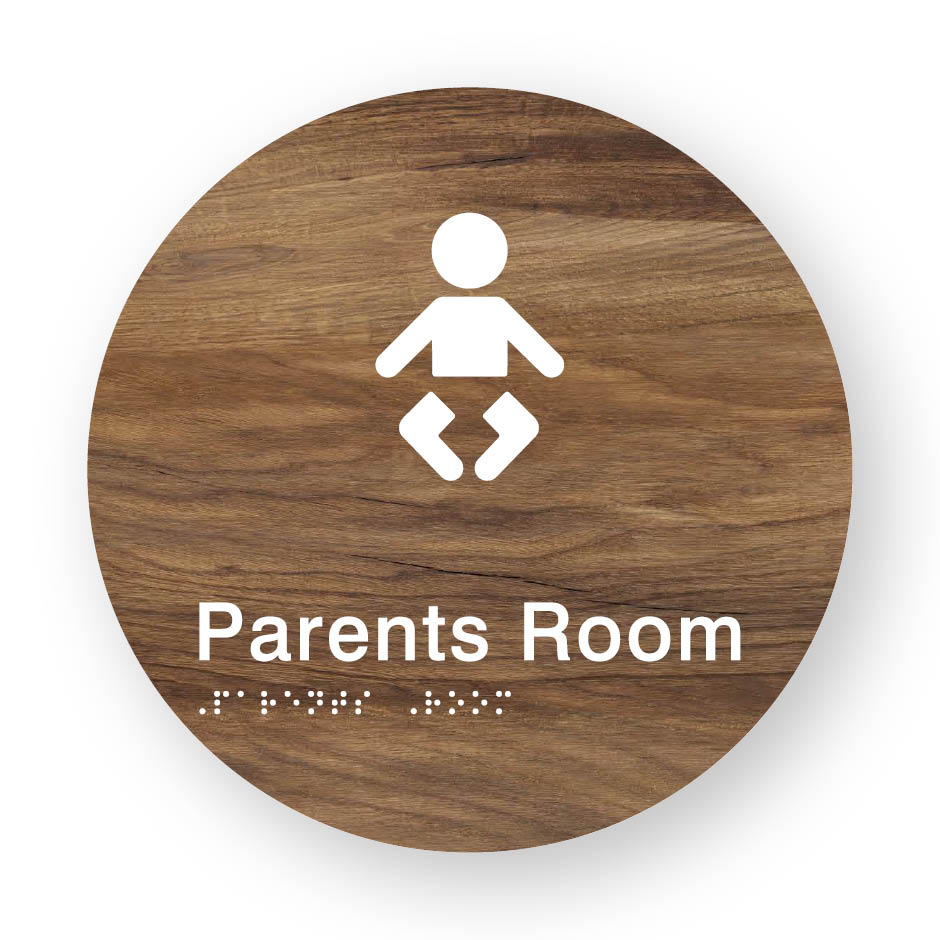 Parents Room Braille Sign on a Tactile Printed Mid-Woodgrain Acrylic ...