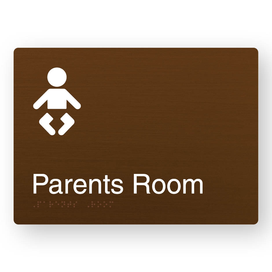 Parents Room Braille Sign in a Bronze Finish Bronze Aluminium Braille Sign