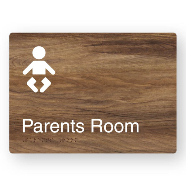 Parents Room Braille Sign in a Mid-Tone Woodgrain Mid-Tone Woodgrain ...