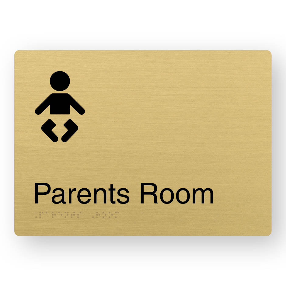 Parents Room Braille Sign in a Satin Brass Finish Satin Brass Aluminium ...