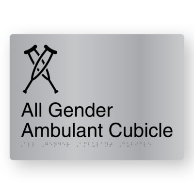 All Gender Ambulant Cubicle Braille Sign in Stainless Steel Stainless ...