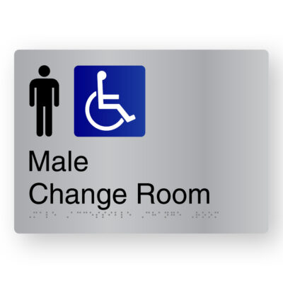 Male Accessible Change Room Braille Sign in Stainless Steel Stainless ...