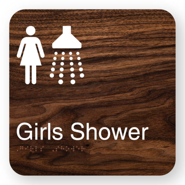 Girls Shower Moulded Acrylic Braille Sign - Braille Sign Supplies