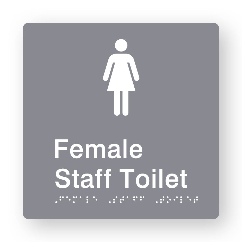 Female Staff Toilet Braille Sign in Grey Tactile Printed Acrylic